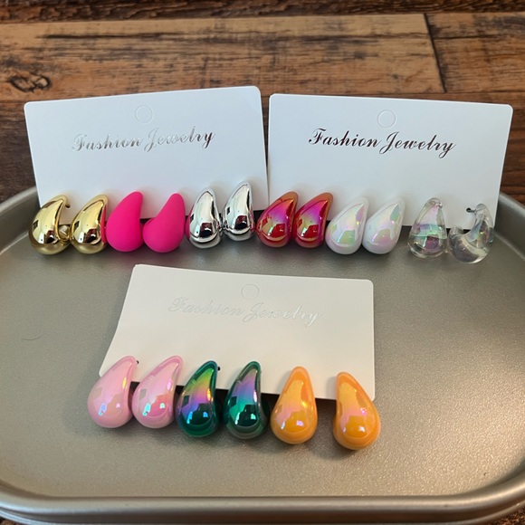 Jewelry | Colorful Teardrop Earrings 9 Count | Poshmark